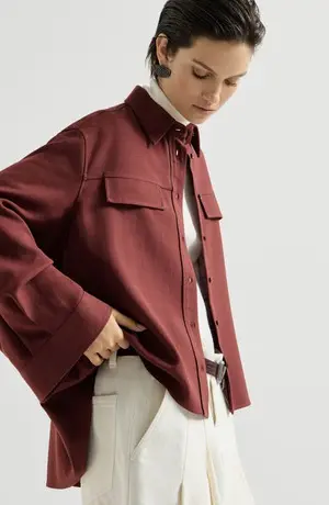 Brunello Cucinelli Virgin Wool Fluid Twill Cropped Shirt