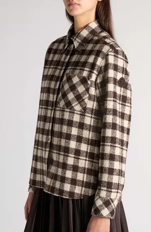 Moncler Check Wool Blend Shirt Jacket