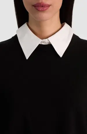 Alice + Olivia Rhett Wool Sweater With Detachable Collar