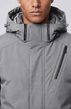 POINT ZERO Hooded Microfiber Jacket With Heat-sealed Pockets - Slate