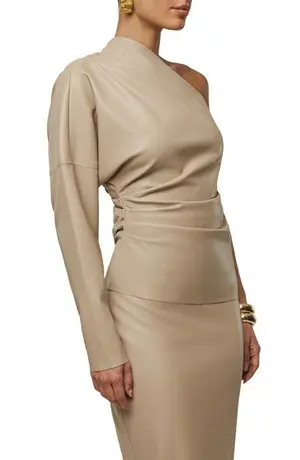 JLUXLABEL Demi One-shoulder Faux Leather Top