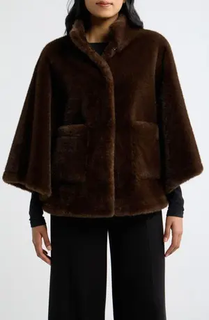 Bernardo Faux Fur Poncho