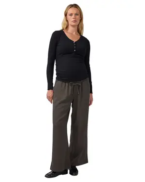 Ingrid & Isabel® Over Belly Wide Leg Maternity Pant - Black Olive