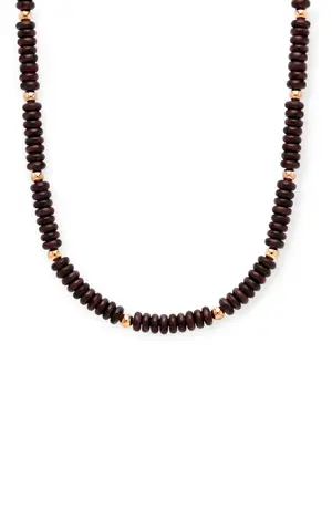 CUFFED BY NANO Dark Chocolate And 14k Gold Filled Beaded Necklace - Brown