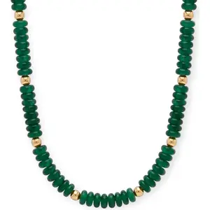 CUFFED BY NANO And 14k Gold Filled Beaded Necklace - Green