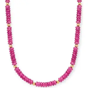 CUFFED BY NANO Fuchsia And 14k Gold Filled Beaded Necklace - Pink