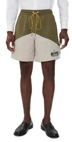 Rhude Desert Racing Track Shorts - Olive/grey