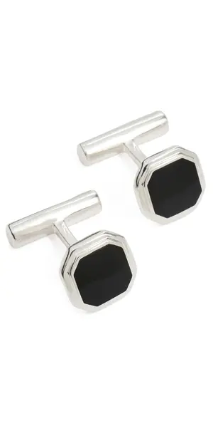 Shinola Onyx Octagonal Inlay Cufflinks - Sterling Silver