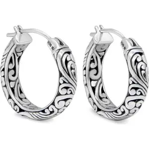 DEVATA 25mm Filigree Hoop Earrings - Silver