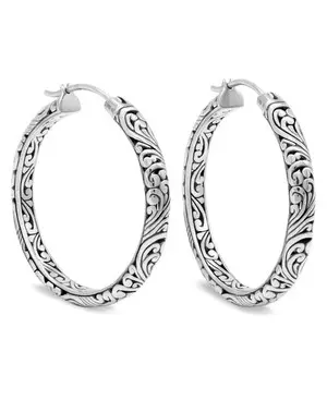 DEVATA Filigree Hoop Earrings - Silver