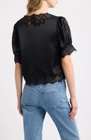 DÔEN Idella Lace Silk Top - Black