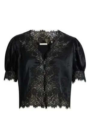 DÔEN Idella Lace Silk Top - Black