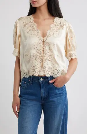 DÔEN Idella Lace Silk Top