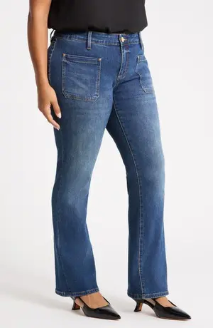 Kut From The Kloth Natalie Patch Pocket Mid Rise Flare Jeans