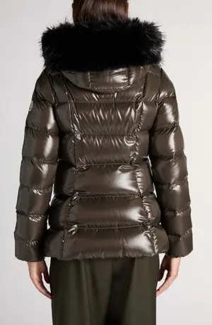 Moncler Fulmar Down Puffer Jacket With Faux Fur Trim