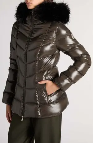 Moncler Fulmar Down Puffer Jacket With Faux Fur Trim