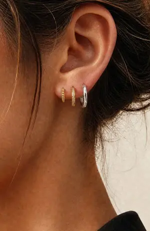 Argento Vivo Huggie Hoop Earrings Set