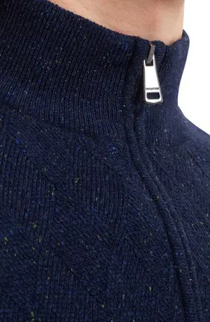 Bugatchi Wool & Cashmere Blend Quarter Zip Sweater - Navy