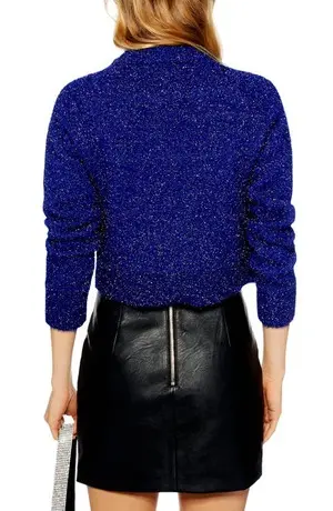 Topshop Metallic Crop Sweater