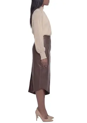 AREA STARS Bailey Skirt Asymmetrical Hem Midi Skirt