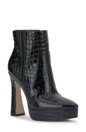 Jessica Simpson Nerix Croc Embossed Platform Bootie Black