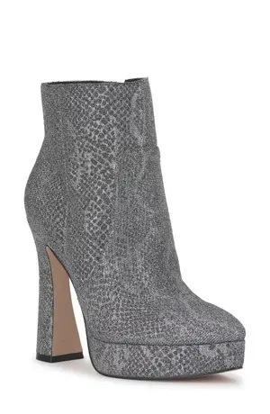 Jessica Simpson Nerix Croc Embossed Platform Bootie - Pewter