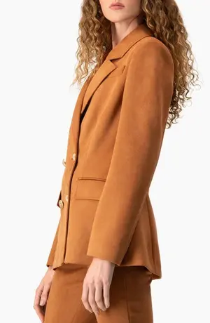 IVONNE Double-breasted Faux Suede Blazer