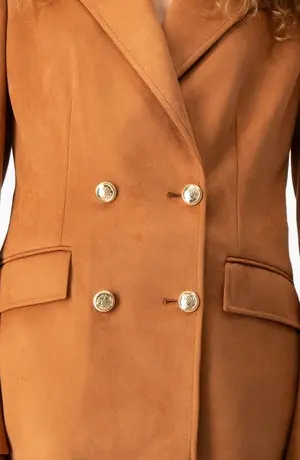 IVONNE Double-breasted Faux Suede Blazer