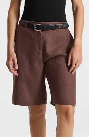 Ronen Chen Shira High Waist Tailored Shorts - Brown