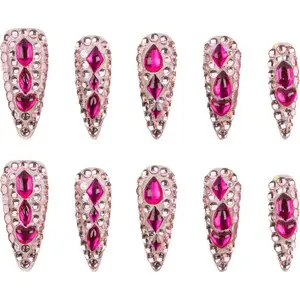 3H NAILS Diamond Diva Long Almond Press-on Nails - Pink