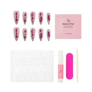 3H NAILS Diamond Diva Long Almond Press-on Nails