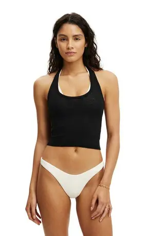 Cotton:on Maya Knit Halter Top Black