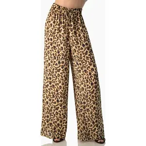 IVONNE Animal-print Wide-leg Drawstring Pants - Light Brown