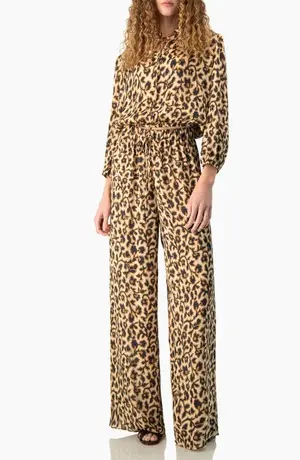 IVONNE Animal-print Wide-leg Drawstring Pants