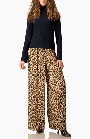 IVONNE Animal-print Wide-leg Drawstring Pants