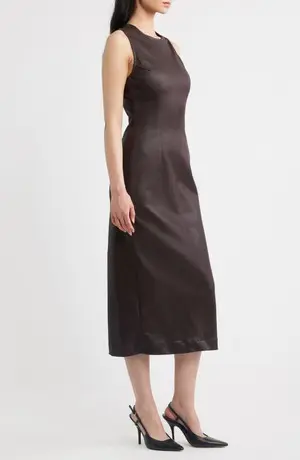 DL1961 Esme Midi Instasculpt™ Wax-coated Denim Dress