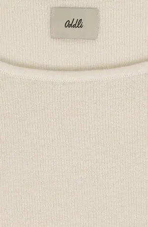 ODDLI Knit 3/4 Sleeve Boat Neck Dress - Cream