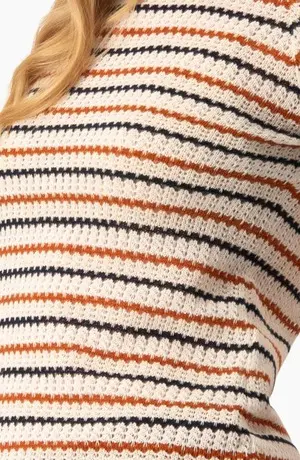 IVONNE Striped Knit Crewneck Blouse