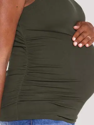 Motherhood Maternity Crew Neck Side Ruched Tank - Deep Depths