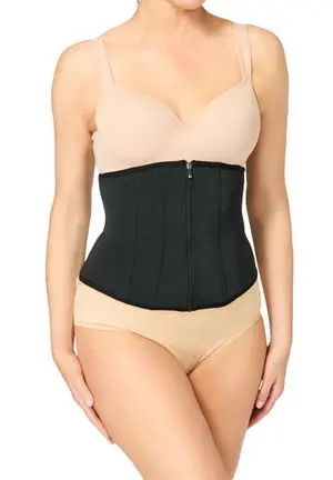 SECRET SOLUTIONS Ultra Firm Flex Zip Corset Waist - Black