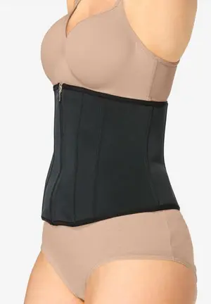 SECRET SOLUTIONS Ultra Firm Flex Zip Corset Waist - Black