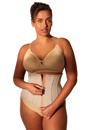 SECRET SOLUTIONS Ultra Firm Flex Zip Corset Waist Nude