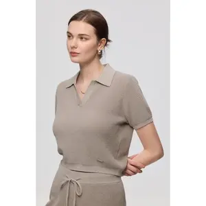 JUANA Noa Open Knit Top Light Gray