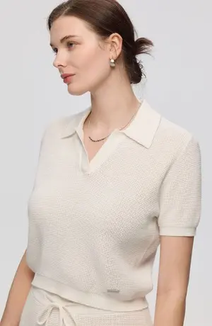 JUANA Noa Open Knit Top - White