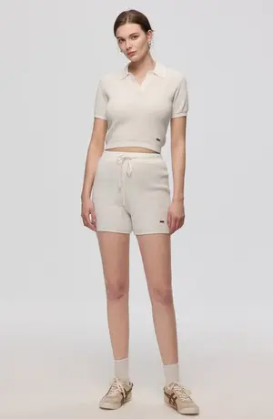 JUANA Noa Open Knit Polo Top - White