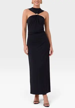 Rachel Rachel Roy Pricilla High Neck Midi Dress Black