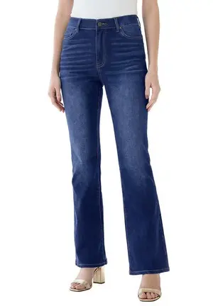 Roaman's Plus Size 360º Stretch 5 Pocket Bootcut Jean Medium Stonewash