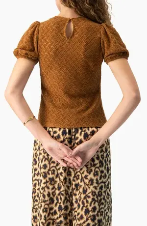 IVONNE Button-front Knit Crewneck Blouse