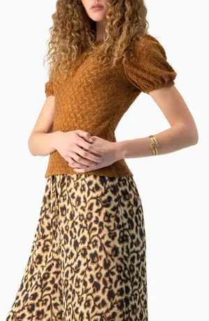 IVONNE Button-front Knit Crewneck Blouse