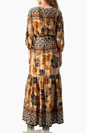 IVONNE Belted Floral Fit-and-flare Maxi Dress